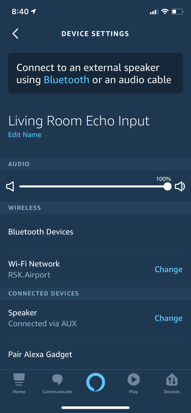 How do I turn off "Echo Input is not connected to a speaker" warning in ...