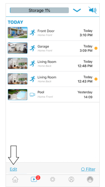 How do you delete mass video clips on Blink app?