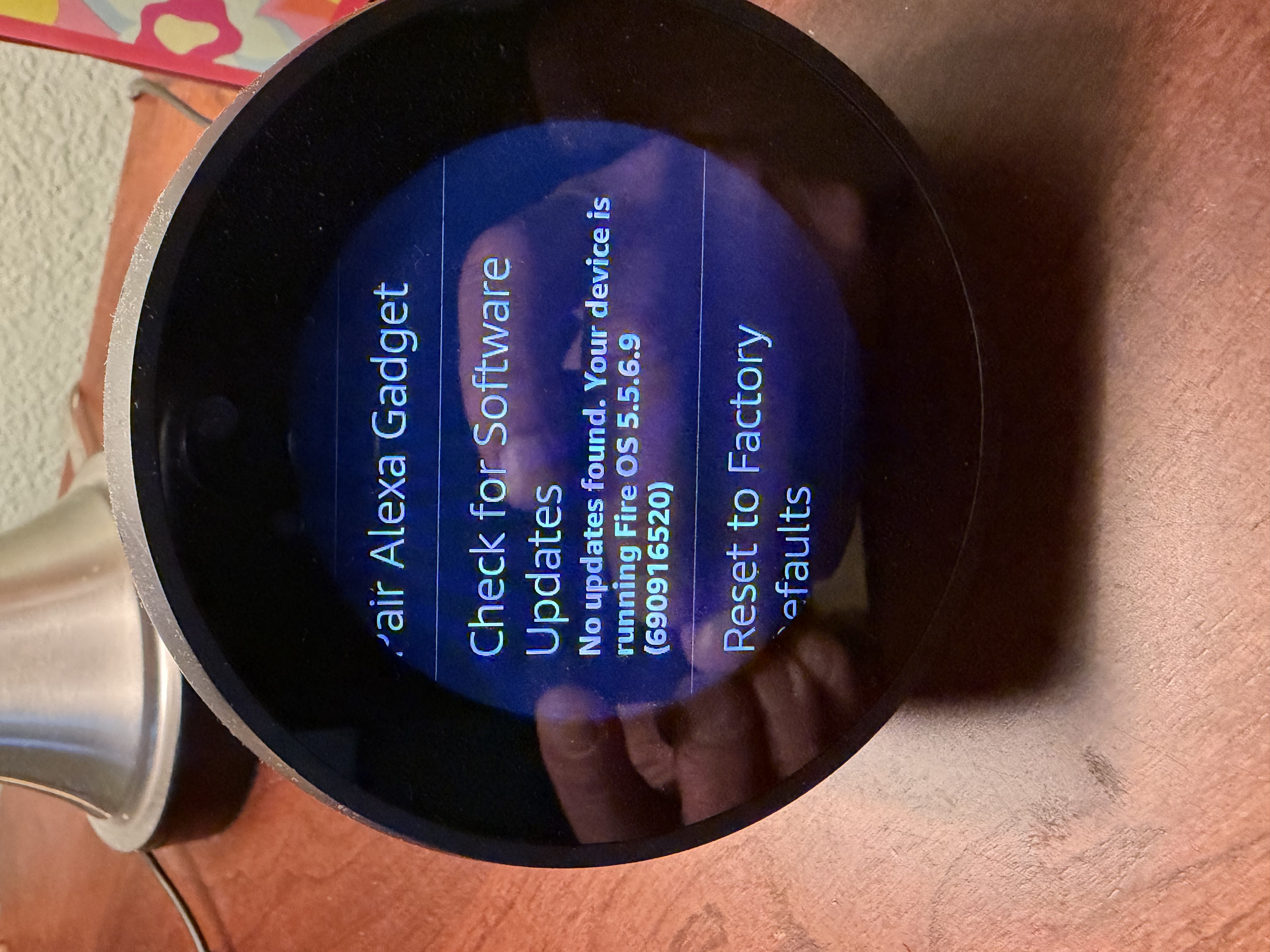 First gen Echo Spot not showing red time in night mode after reset